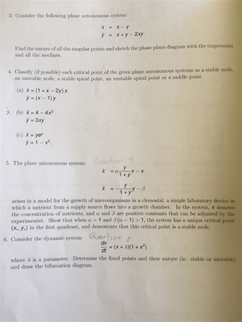 Solved 3 Consider The Following Plane Autonomous System X