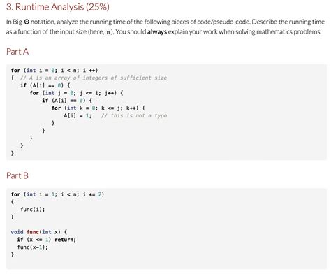 Solved 3 Runtime Analysis 25 In Big Θ Notation