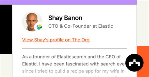 Shay Banon Cto And Co Founder At Elastic The Org