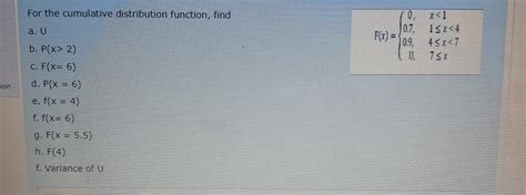 Solved For The Cumulative Distribution Function Find Na