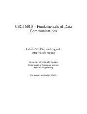 Lab4 VLANs Trunking And Inter Vlan Docx CSCI 5010 Fundamentals Of Data Communications Lab 4