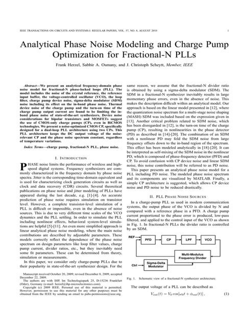 Phase Noise Modeling Charge Pump Optimization For Fractional N PLLs