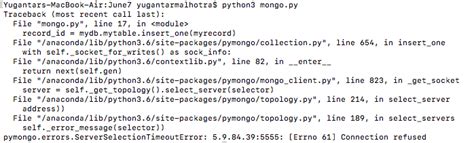 python mongodb instance not inserting data stack overflow