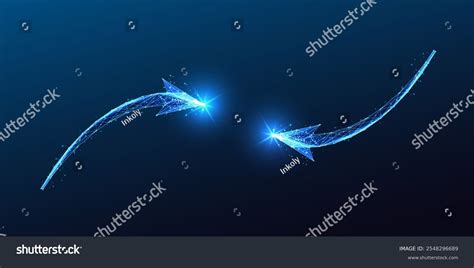 Two Glowing Curved Arrows Converge On Stock Vector Royalty Free