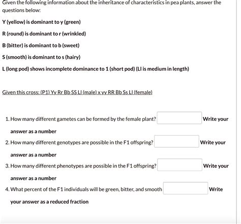 given the following information about the inheritance of