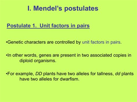 Mendels Postulates And Genetics Presentation