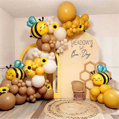 Bee Balloon Arch Kit Mustard Yellow Sand White Brown Bee Balloons For
