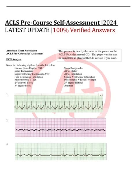 Acls Pre Course Self Assessment 2024 Latest Update 100 Verified