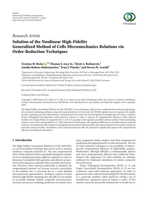 Pdf Solution Of The Nonlinear High Fidelity Generalized Method Of