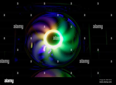 Computer Cooler With RGB LED Light Computer Circuit Board And CPU Cooling Fans Illuminated