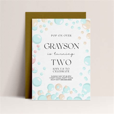 Bubble Birthday Invitation Bubbles Invitation Bubble Theme Birthday
