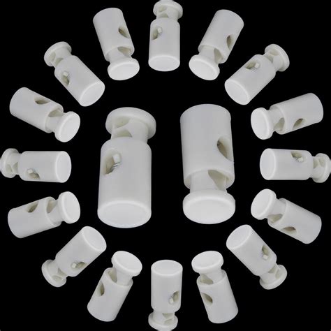 White Drawstring Stopper Cord Locks With Single Hole Spring Loaded Toggle Stopper And Wide Push