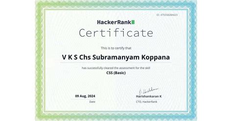 Vamsi Krishna Koppana On Linkedin Hackerrank Skill Certificate