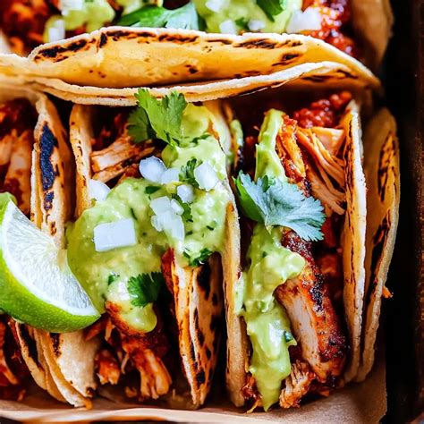 Spicy Chicken Tacos With Avocado Lime Crema Discover This Delicious