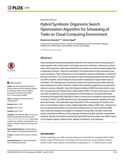Pdf Hybrid Symbiotic Organisms Search Optimization Algorithm For