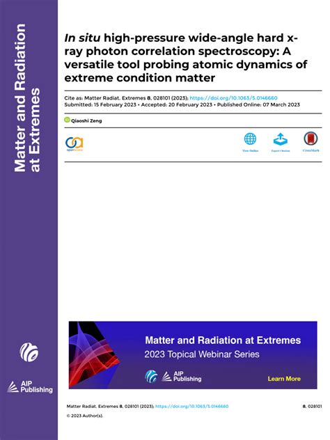 Pdf In Situ High Pressure Wide Angle Hard X Ray Photon Correlation Spectroscopy A Versatile