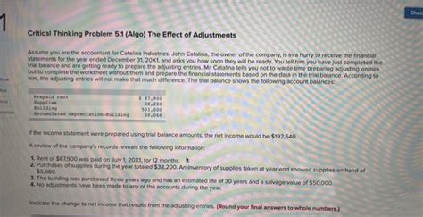 Solved Critical Thinking Problem 51 Algo The Effect Of