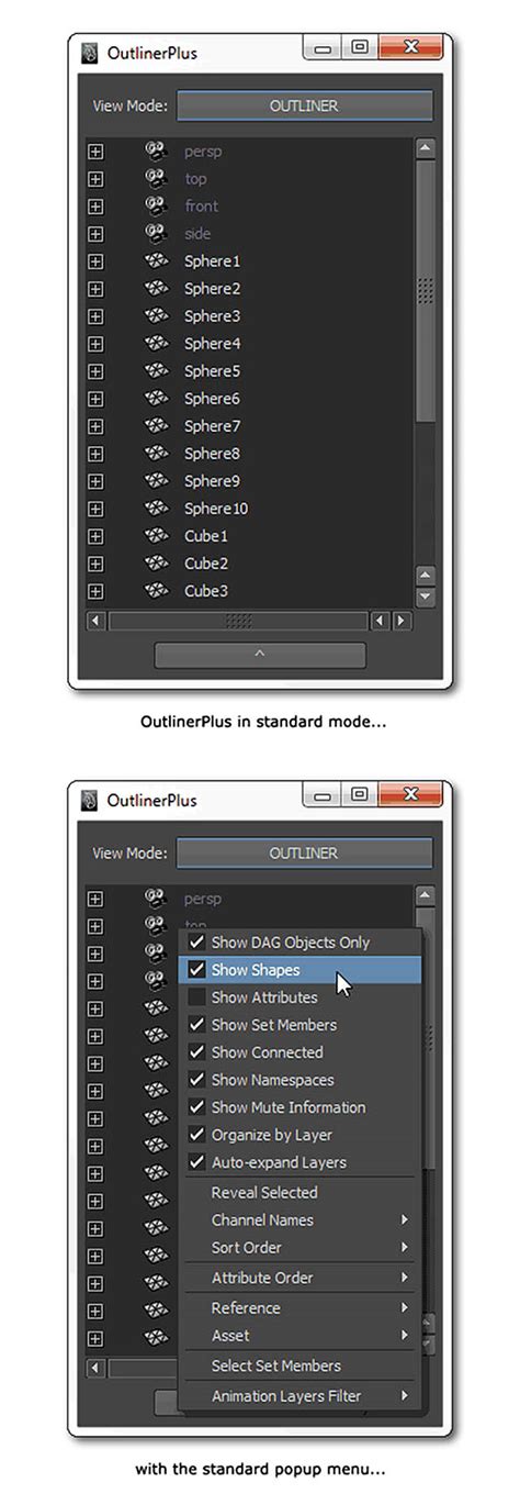 Outlinerplus A Dockable And Customizable Outliner For Autodesk Maya Tim Völcker