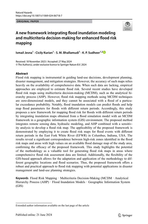 PDF A New Framework Integrating Flood Inundation Modeling And Multicriteria Decision Making
