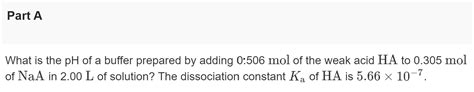 Solved What Is The PH Of A Buffer Prepared By Adding Chegg