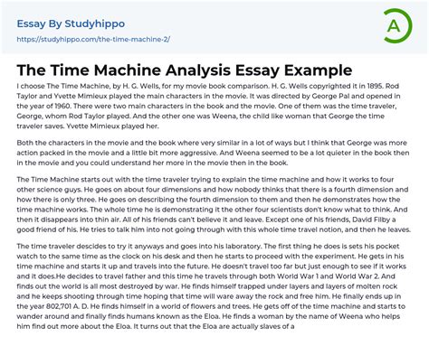 The Time Machine Analysis Essay Example