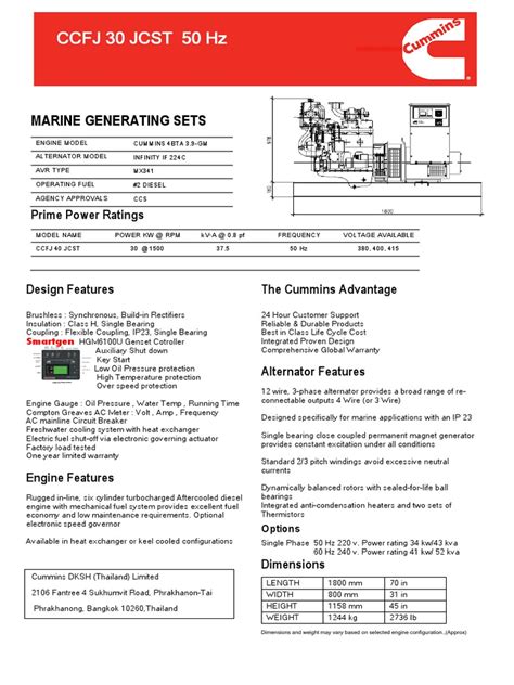 4bta3 9 Gm Genset Specification Pdf Electrical Engineering Manufactured Goods