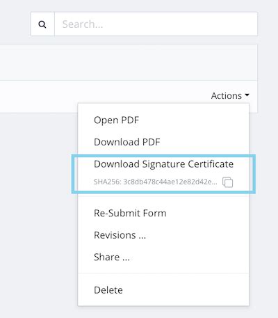 SIGNATURE CERTIFICATE PlatoForms Documentation