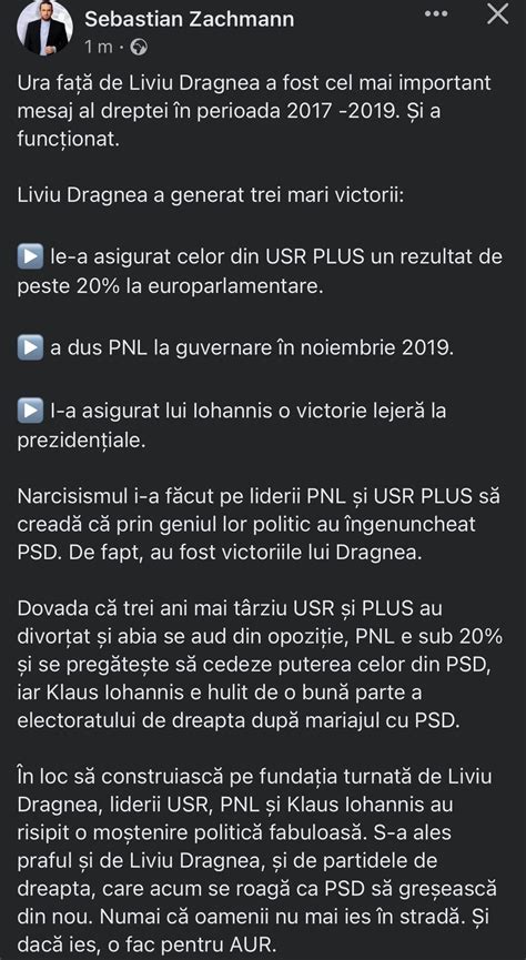 Sebastian Zachmann Moderator Insider Politic „narcisismul I A Făcut Pe Liderii Pnl și Usr Plus