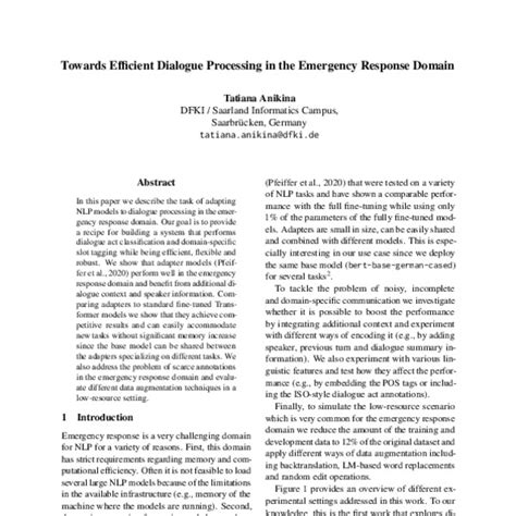 Towards Efficient Dialogue Processing In The Emergency Response Domain