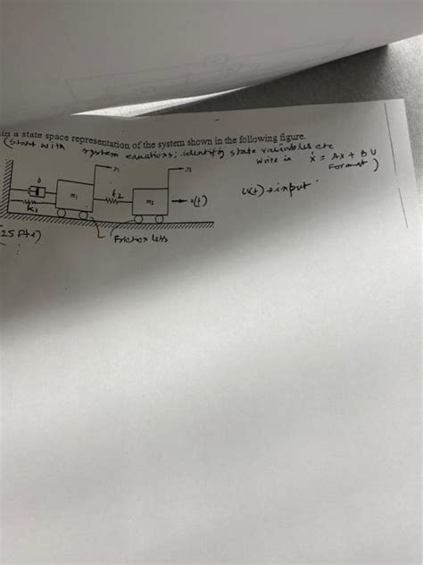 Solved In A State Space Representation Of The System Shown Chegg