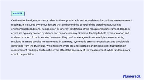 Solved Difference Between Systematic Error And Random Error