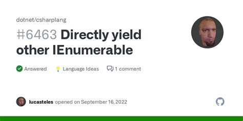 Directly Yield Other Ienumerable · Dotnet Csharplang · Discussion 6463