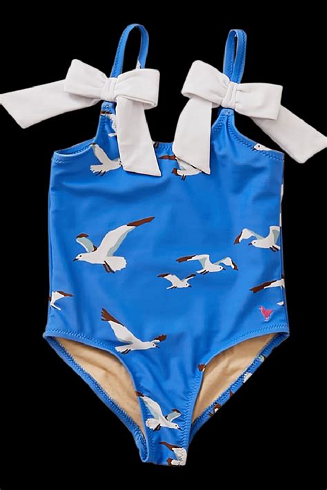 Girls Lulu Swimsuit Palace Blue Seagulls ShopperBoard