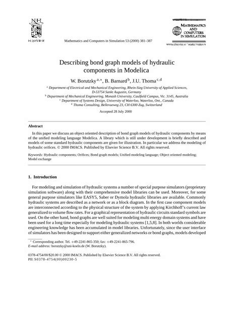 Pdf Describing Bond Graph Models Of Hydraulic Components In Modelica Dokumentips