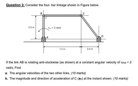 Solved Question 3 Consider The Four Bar Linkage Shown In The Figure