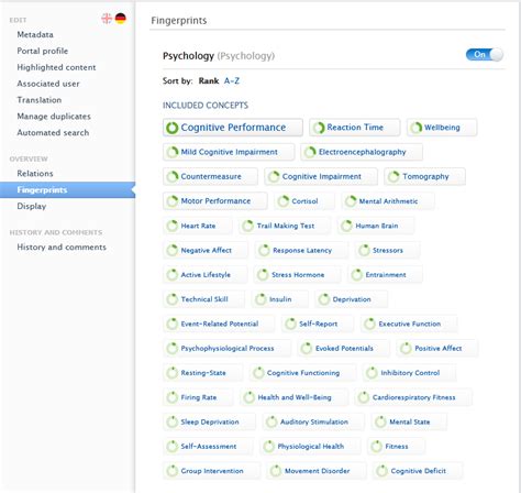 cris portal features e g network map fingerprints sdg buttons