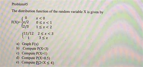 Solved Problem The Distribution Function Of The Random Chegg