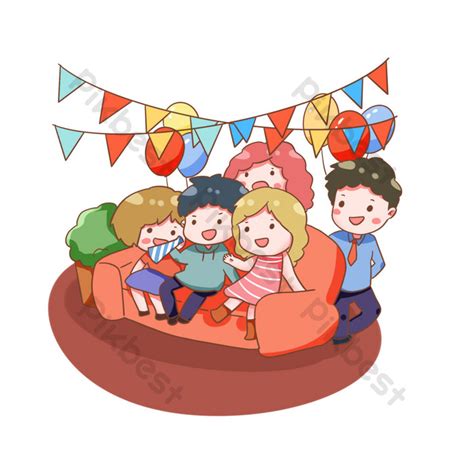 ปาร์ตี้เพื่อนปาร์ตี้ตัวการ์ตูนวาดด้วยมือ Png องค์ประกอบกราฟฟิก แบบ Psd ดาวน์โหลดฟรี Pikbest
