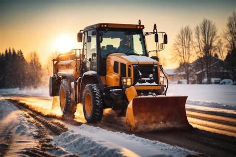 Premium Ai Image Snow Removal Equipment Clears The Road Ai Generative
