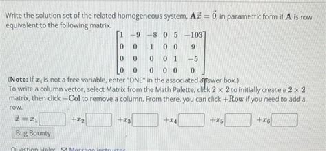 solved write the solution set of the related homogeneous