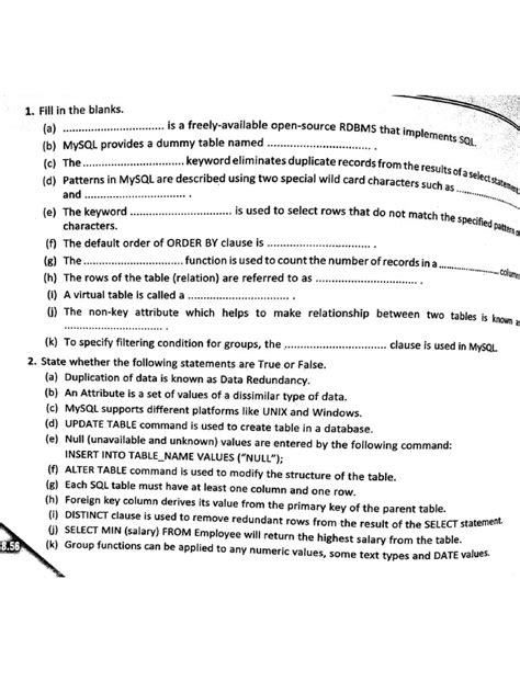 Mysql Practice Questions 2021 22 Pdf