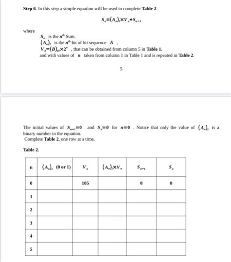 And With A 1 And B1 Complete Table 6 In Binary