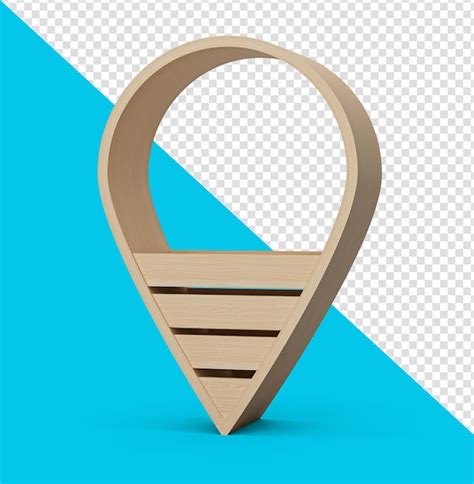 premium psd map pointer 3d pin location wooden symbol on isolated
