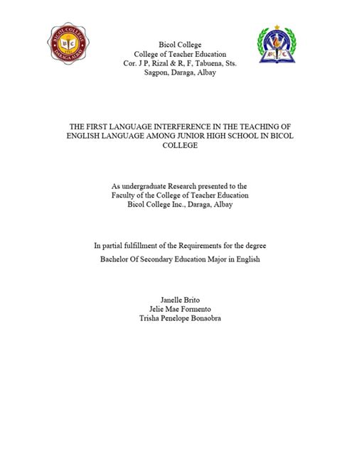 The Fist Language Interference In The Teaching Of English Language