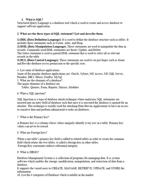 question with answer pdf databases relational database