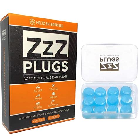 Zzz Plugs Silicone Earplugs 6 Pair Value Pack For Sleeping Swimming