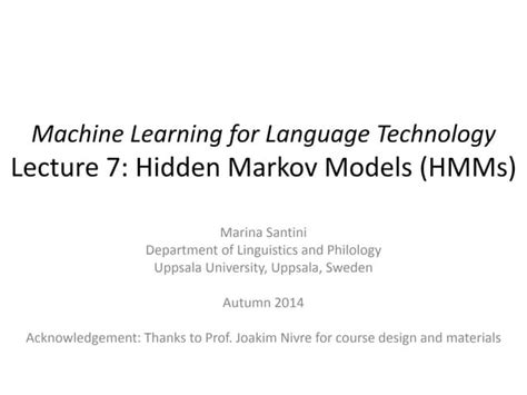 Lecture 7 Hidden Markov Models Hmms Pptx Technology And Computing
