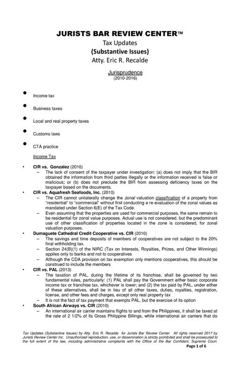 Tax Updates Substantive Issues By Atty Eric Recalde Tax Updates Substantive Issues By