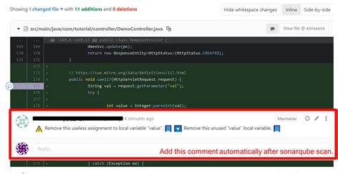 add comment automatically on gitlab after sonarqube has scanned