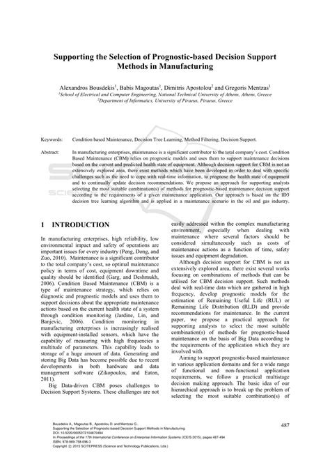 Pdf Supporting The Selection Of Prognostic Based Decision Support